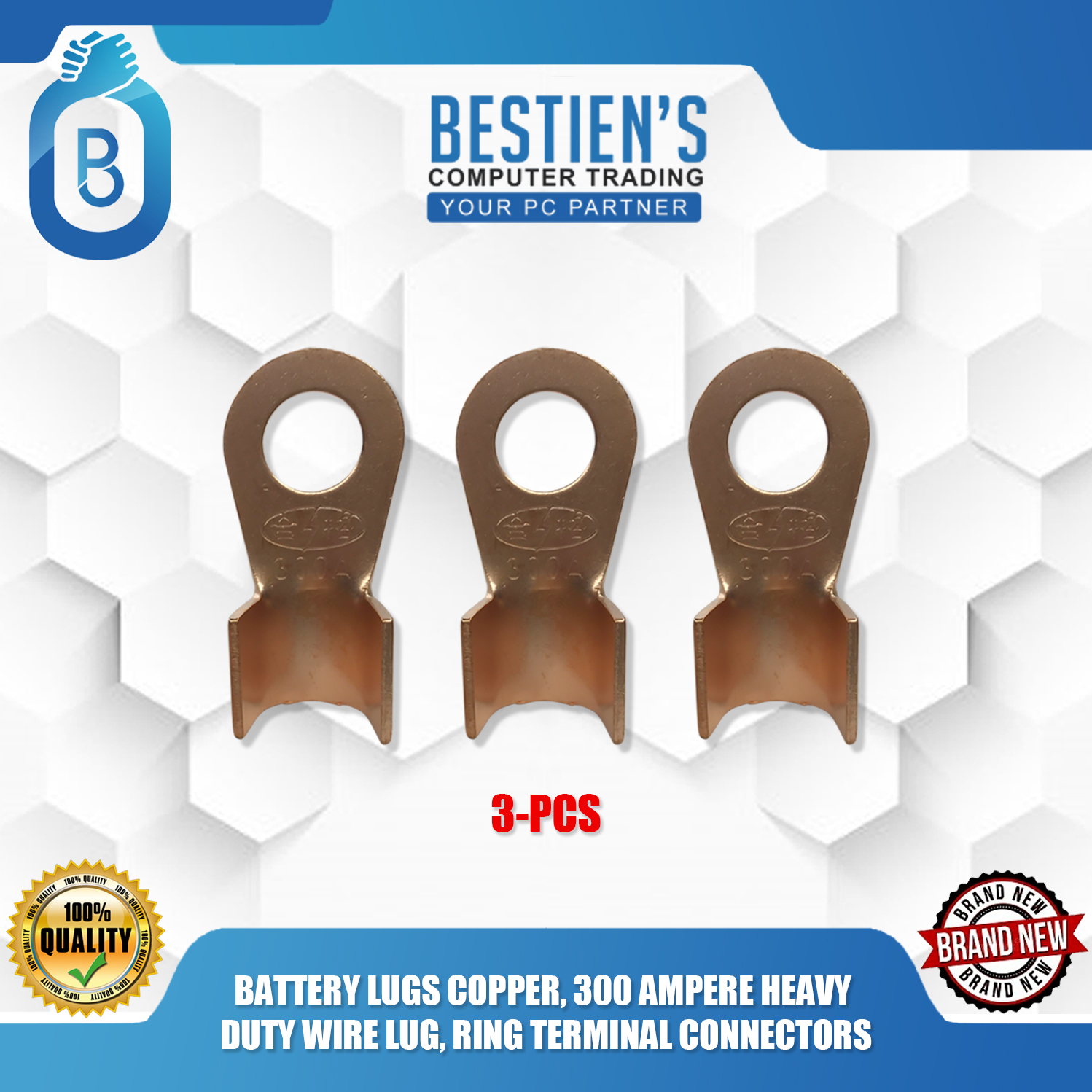 BATTERY LUGS COPPER, 300 AMPERE HEAVY DUTY WIRE LUG, RING TERMINAL ...