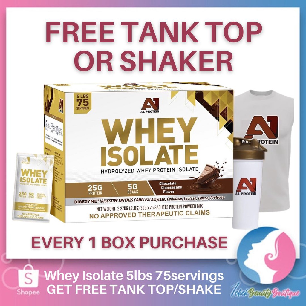 A1 Protein Hydrolyzed Whey Isolate 5lbs 75 serving sachets FREE TANK ...