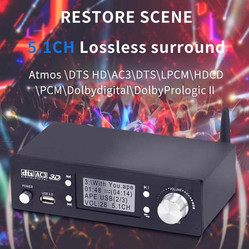 HD920B 5.1CH Audio Decoder Bluetooth 5.0 Receiver DAC DTS Dolby Atmos 4K Converter SPDIF ARC PC ...