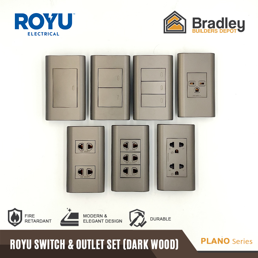 Royu Dark Wood Modern Switch and Outlet Set (Plano Series) | Lazada PH