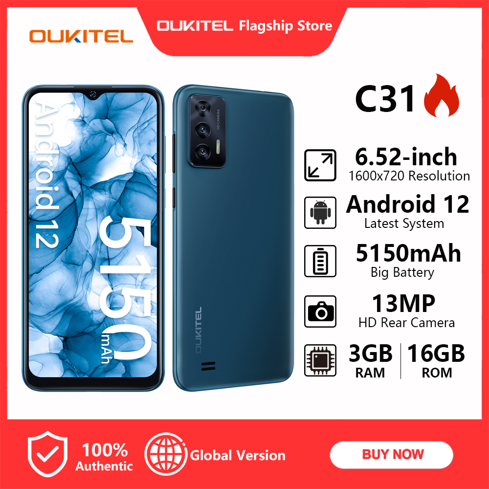 OUKITEL C31 6.517'' HD+ Android 12 3GB RAM 16GB ROM 5150mAh Cellphone ...