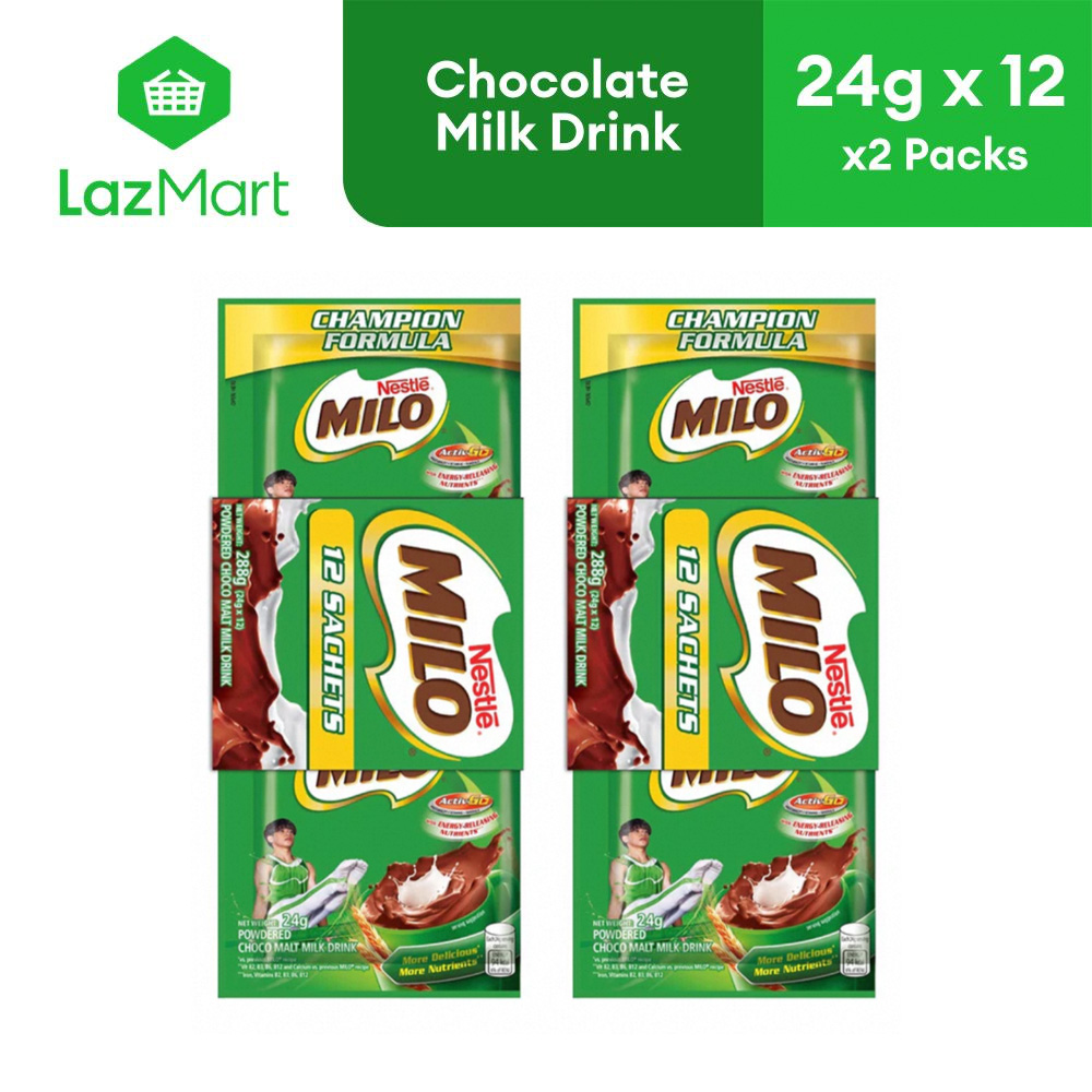 MILO ACTIV-GO Choco Malt Powdered Milk Drink 24g x 12s - Pack of 2 ...