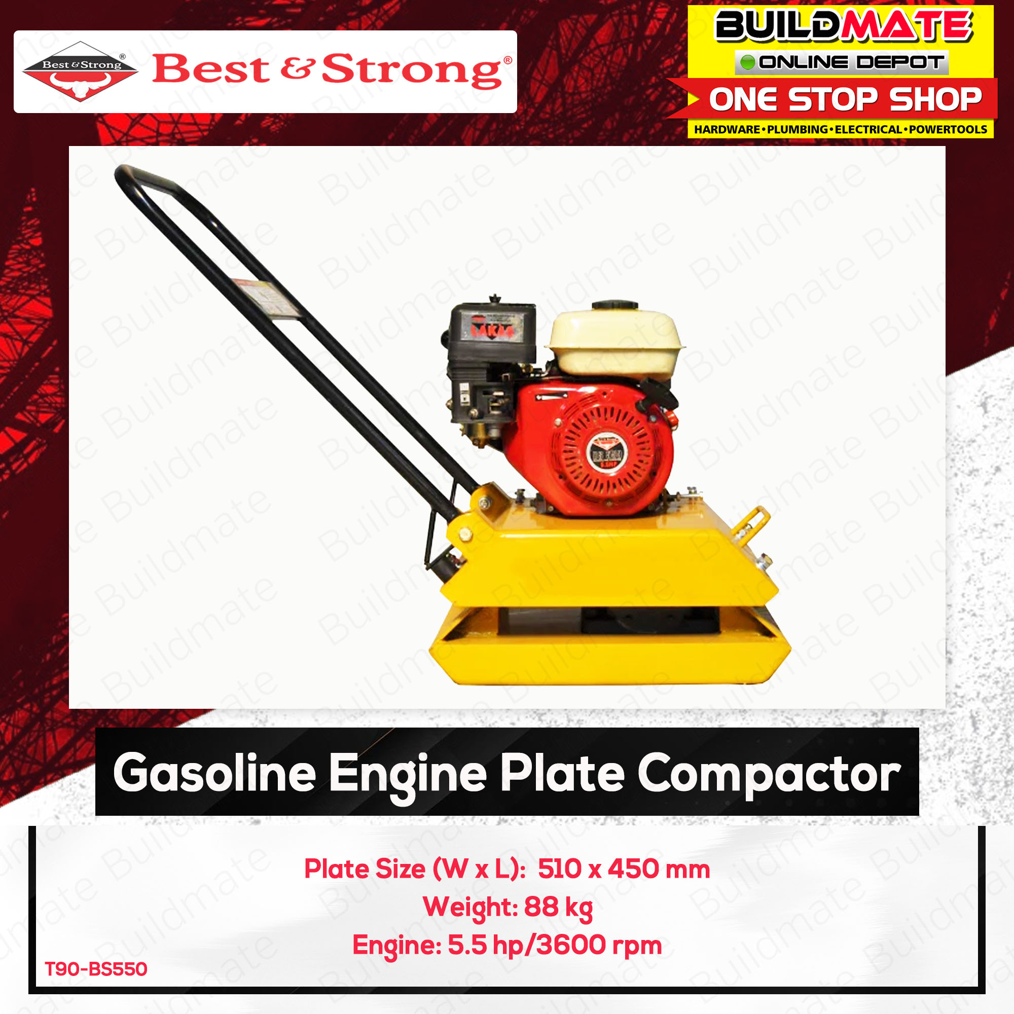 Best & Strong 5.5HP Industrial Gasoline Engine Plate Compactor 5.5HP ...