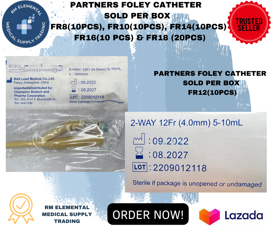 PARTNERS FOLEY CATHETER (10PCS) SOLD PER BOX FR 8 10 12 16 FR18 (20PCS ...