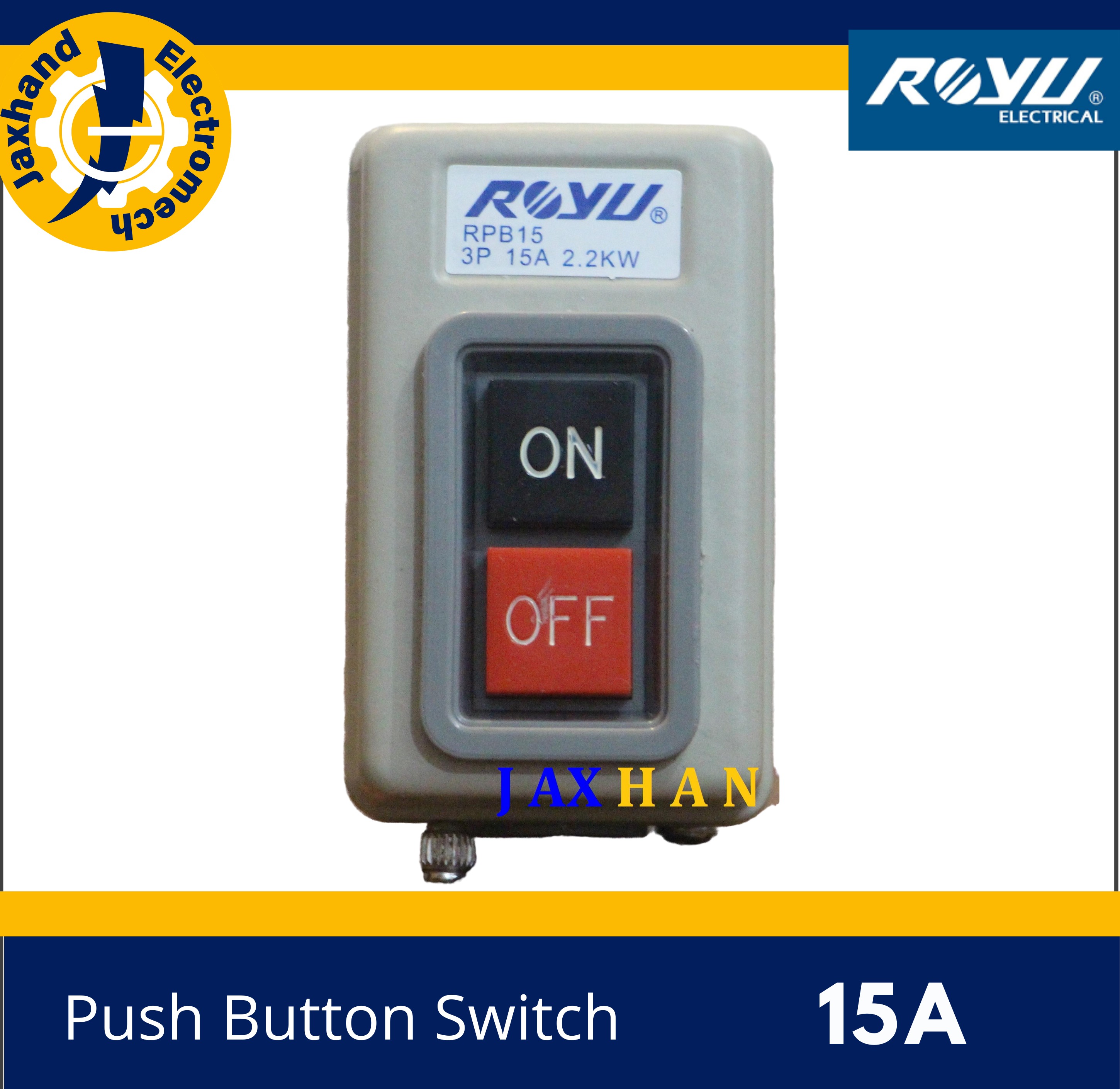 Royu Push Button Switch 15A 2.2kW 3Poles 220V-240V | Lazada PH