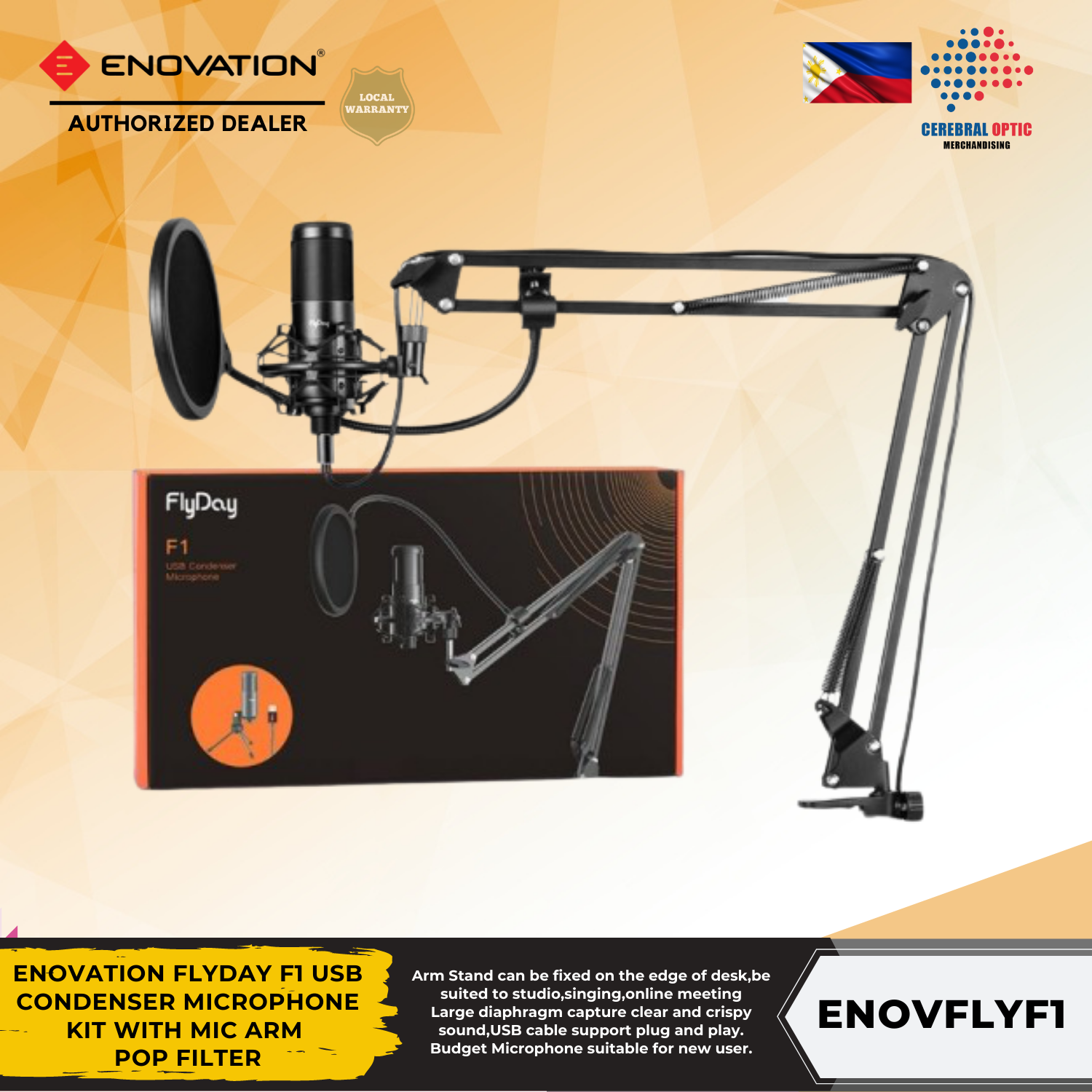 ENOVATION FLYDAY F1 USB CONDENSER MICROPHONE - Gaming Mic, Singing ...