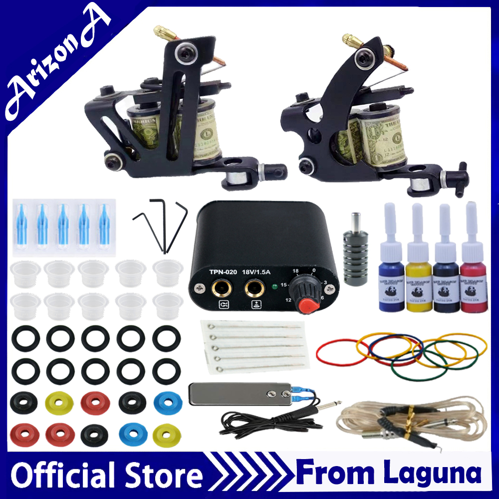 2 Complete Professional Tattoo Machines Set Tattoo Kit Machine Suits ...