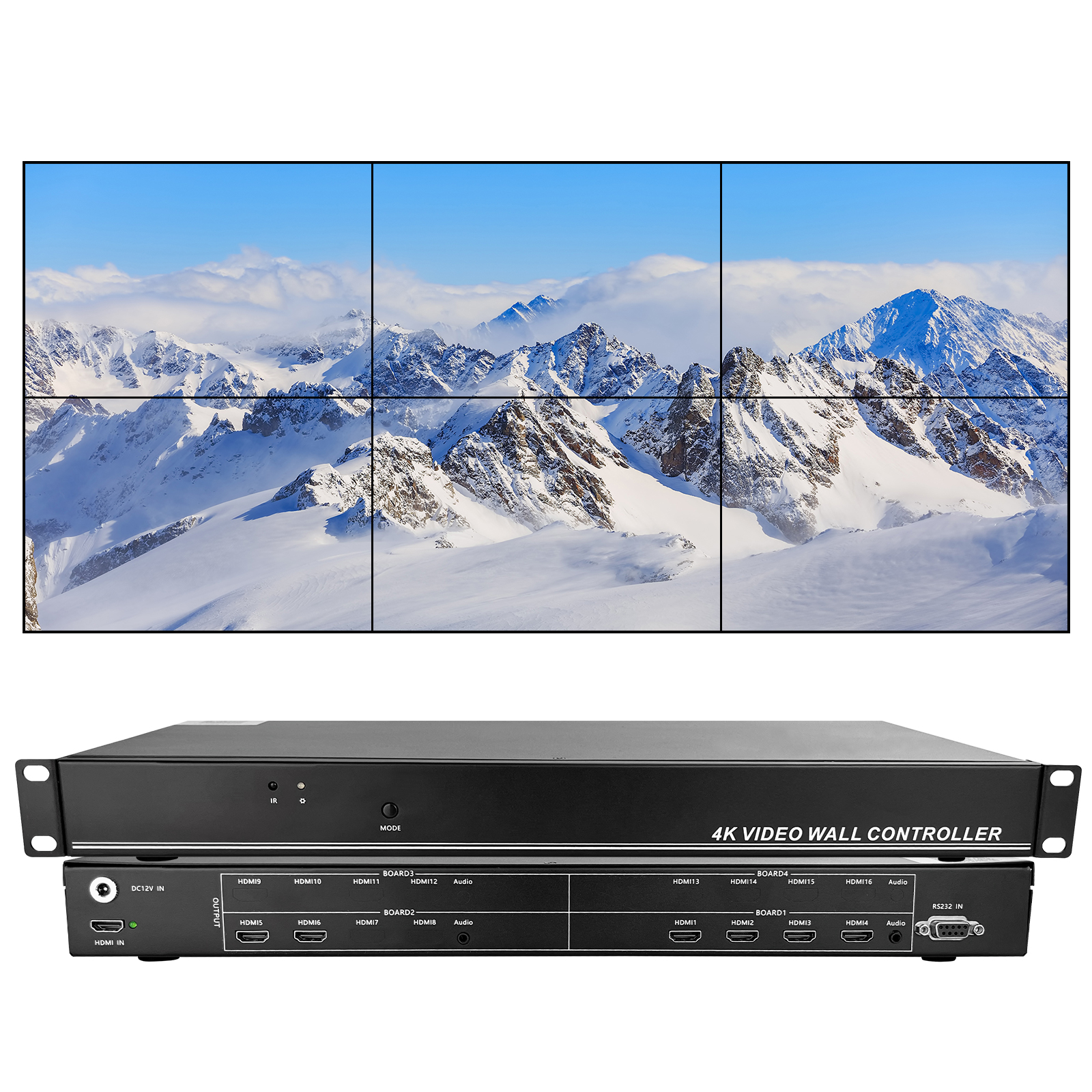 2x3 HDMI Video Wall Controller HD Processor MultiScreen Stitching ...