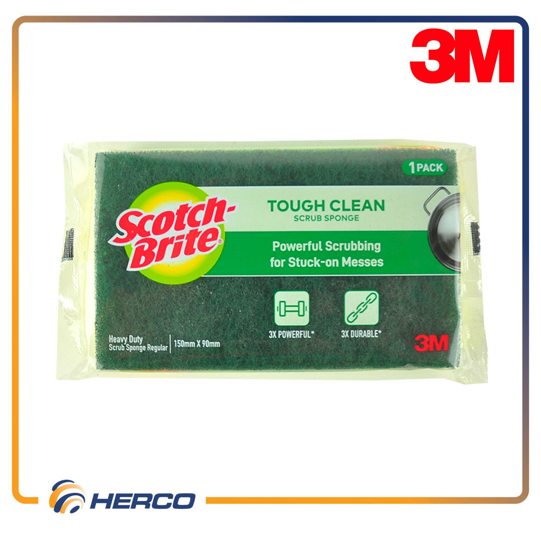 3M Scotch Brite Tough Clean Scrub Sponge Regular Loose (Green ...