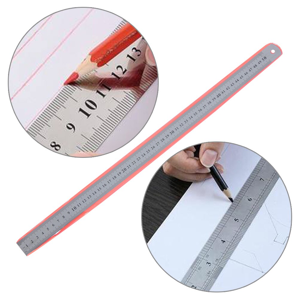 50/100cm Precision Metal Measuring Tool Student Stationery Straight ...