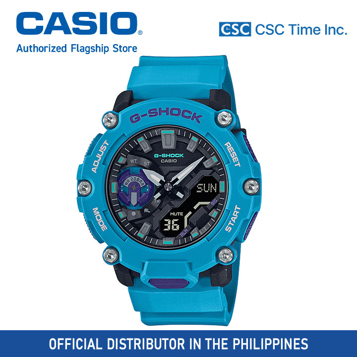 Casio G-Shock (GA-2200-2ADR) Blue Turquoise Resin Strap 200 Meter World ...