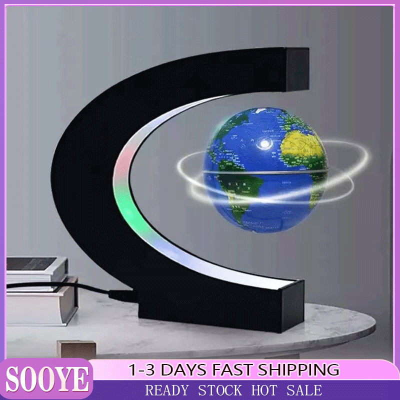 Floating Magnetic Levitation Globe LED World Map Electronic Antigravity ...