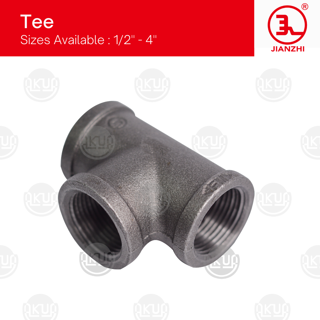 JIANZHI Brand BI/GI Threaded Tee 1 1/4" Screw Type Black Iron Galvanized Iron Threaded Fittings ...