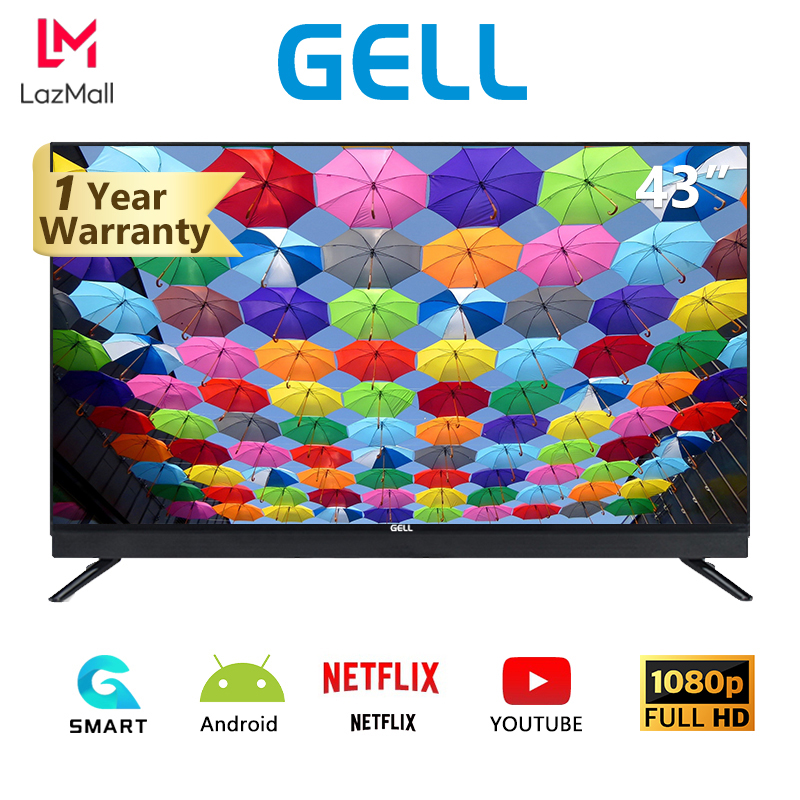 GELL TV 43inch Smart TV flat screen tv FHD TV Built-in YouTube /Netflix Multiport Android LED TV ...
