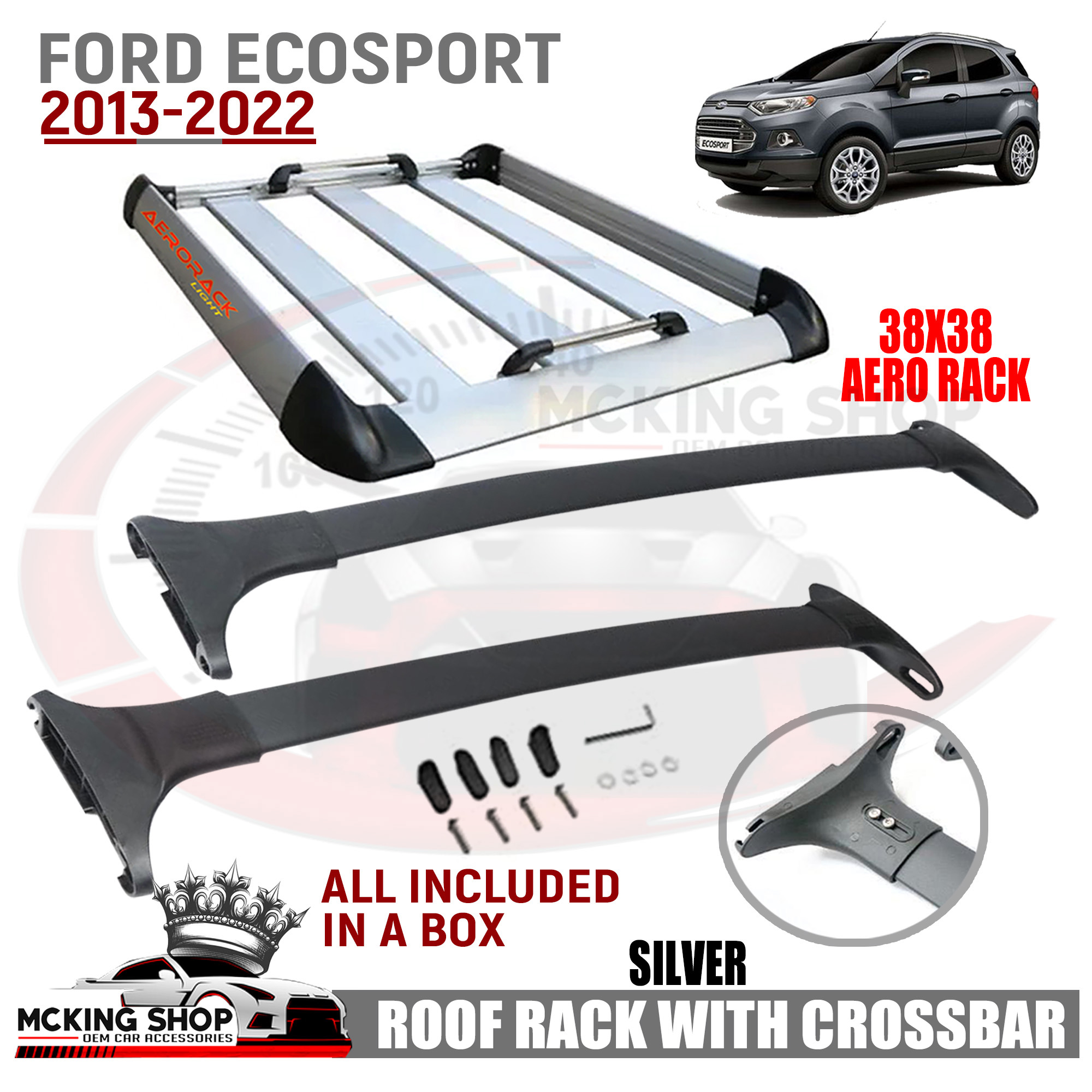 Ford Ecosport 2013-2022 Aluminum Aero Rack 38x38 Roof Rack / Roofrack ...