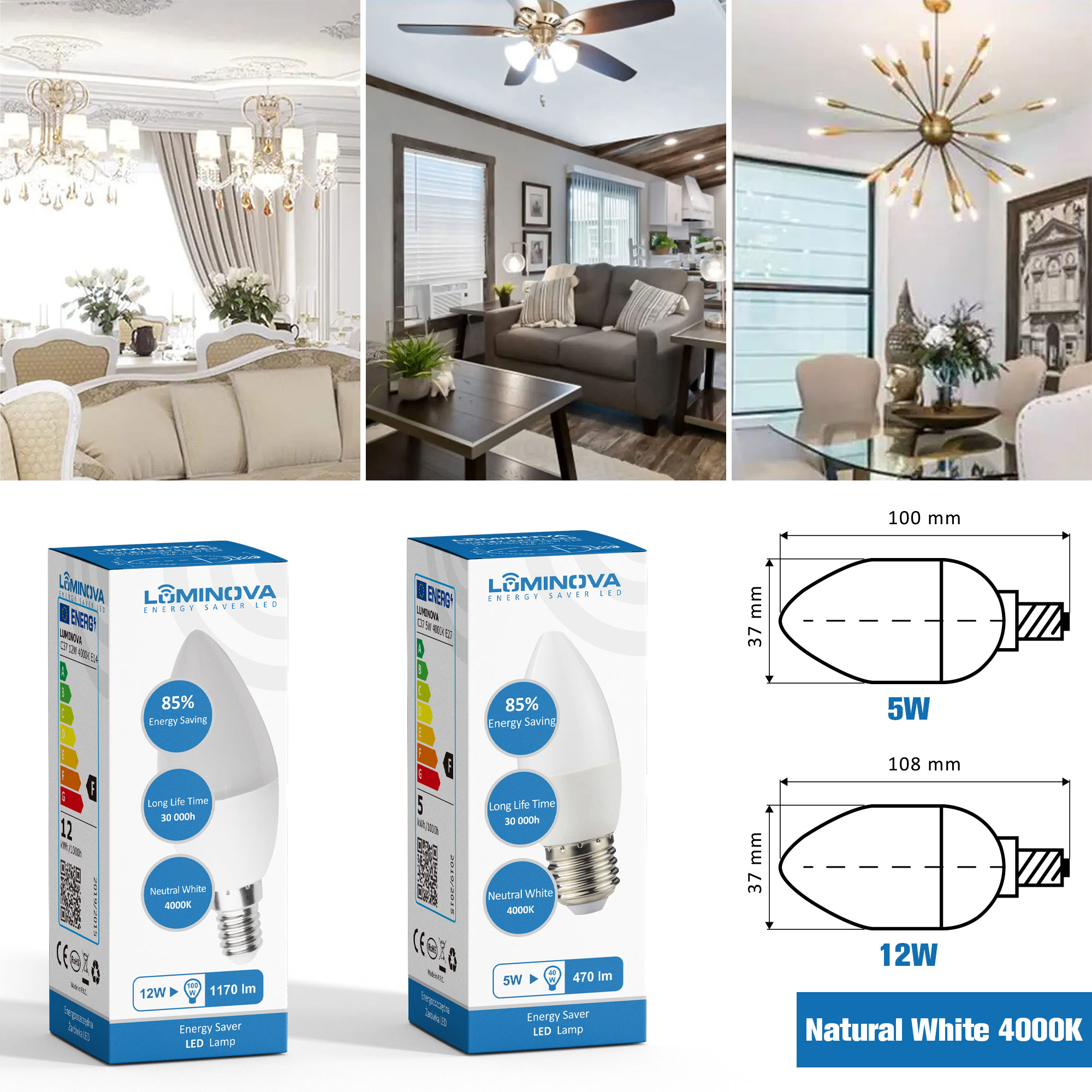 Led Candle Light Bulb For Rooms LED Pointe Bulb e14 E27 Led Bulb Warm ...