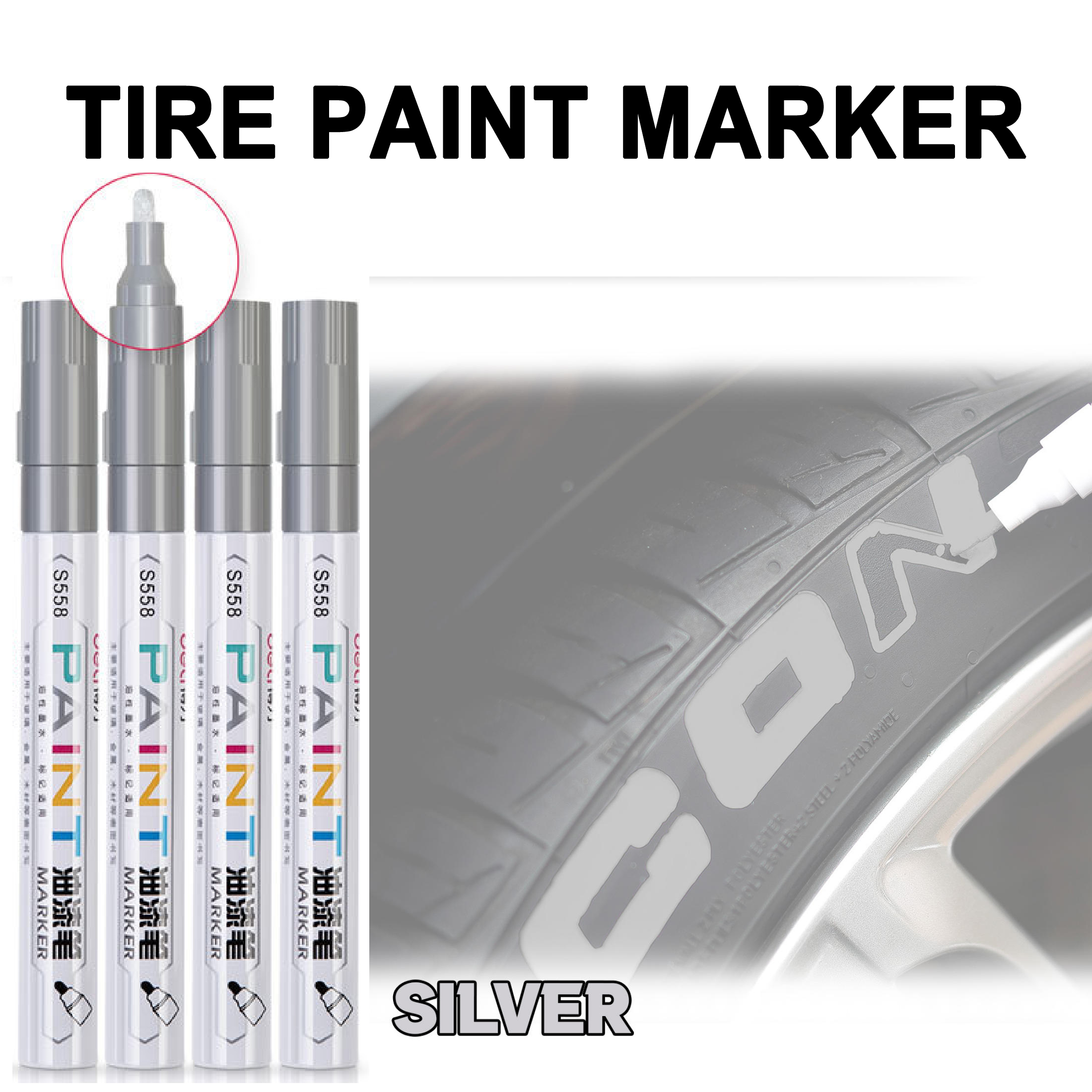 12 Colors Car Tire Rubber Tread Permanent tire pen paint Waterproof ...