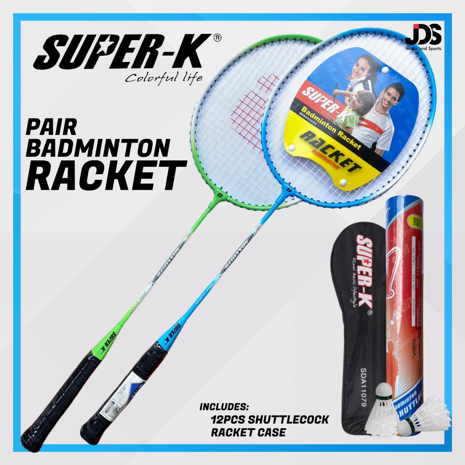 Super-K Badminton Racket Doubles with 12pcs Shuttlecocks | Lazada PH