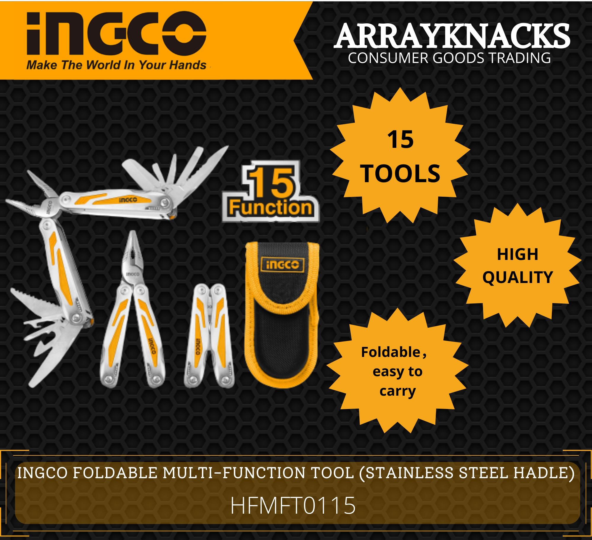 INGCO Foldable Multi-Function Tool Stainless Steel Handle (HFMFT0115) | Lazada PH