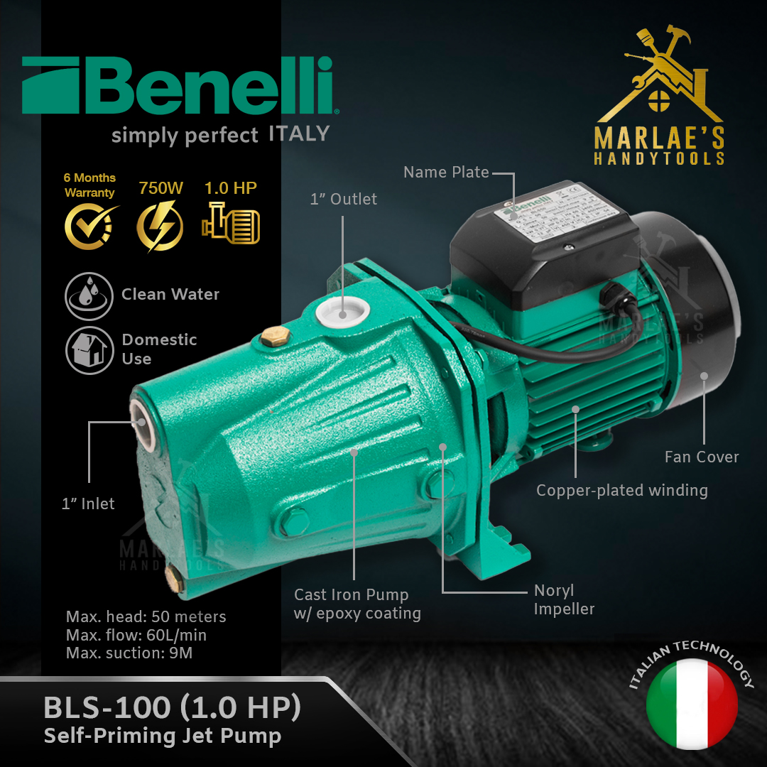 Benelli Self Priming Jet Booster Water Pump 1.0HP BLS100 | Lazada PH