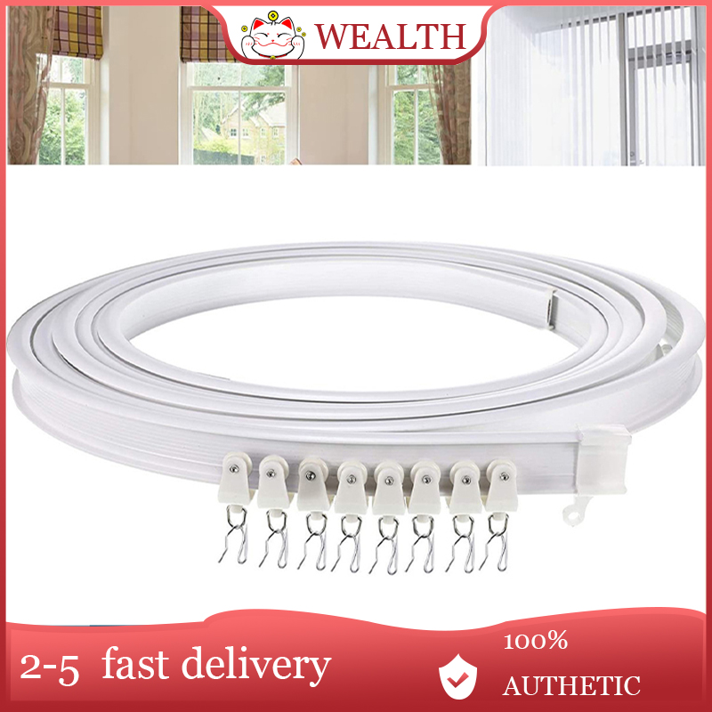 5M Flexible Ceiling Curtain Rail Side Clamping Track Bendable Window ...