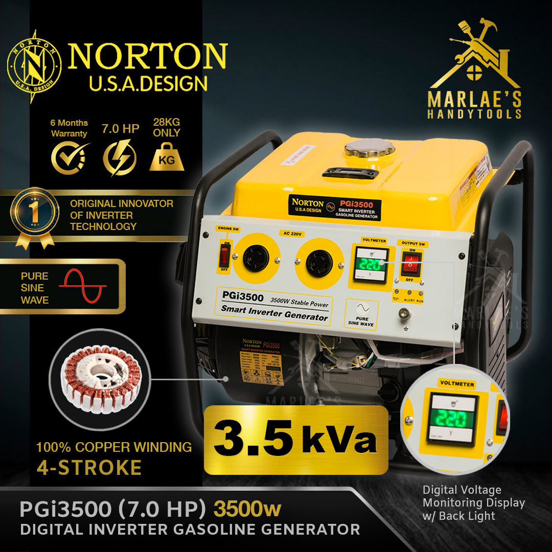 Norton Digital Inverter Gasoline Generator PGi3500 (3500W) 4-Stroke ...