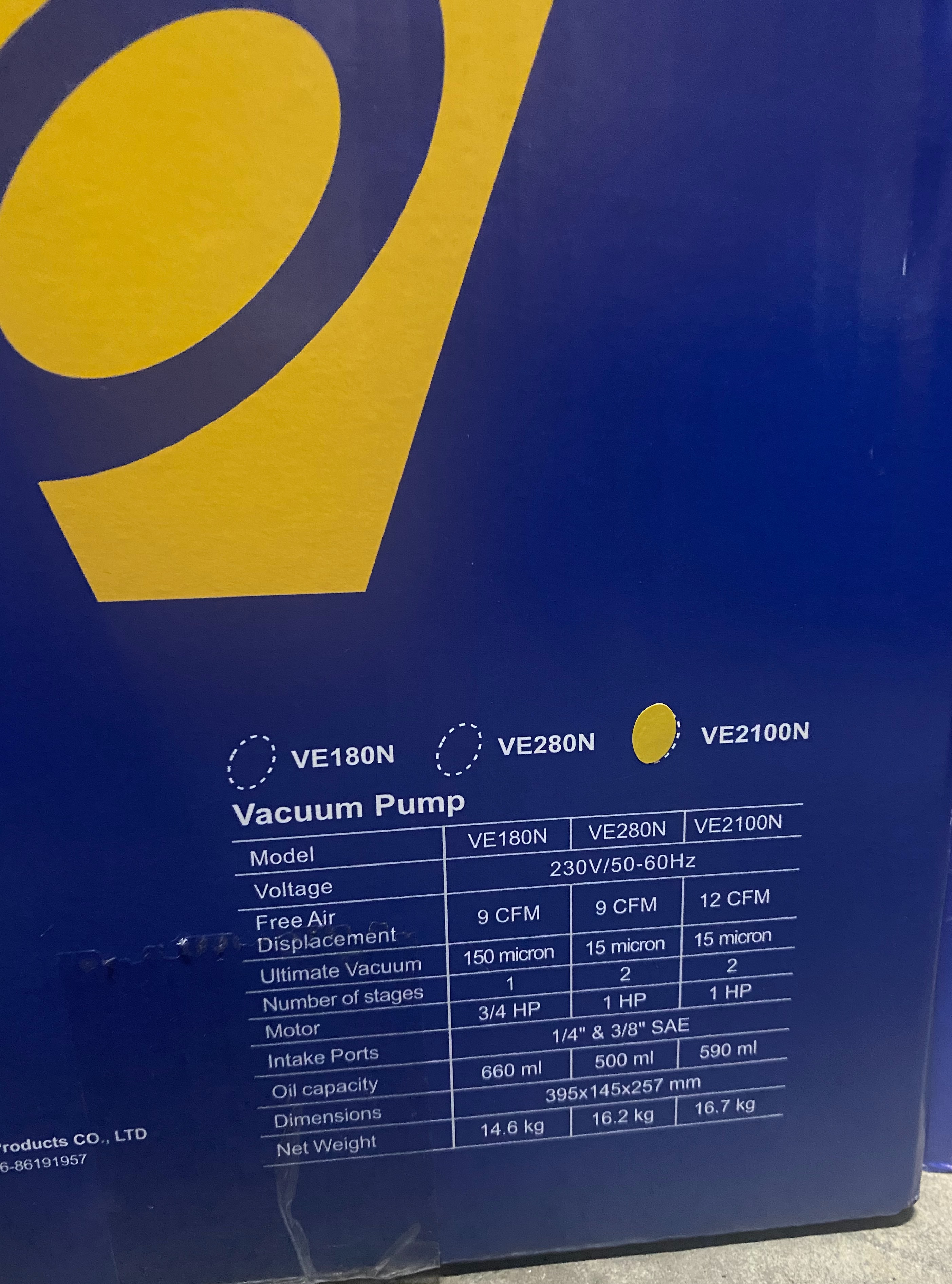 Vacuum Pump Value VE-2100 1HP 12 cfm 2 stage Mini Portable Air Vacuum Pump for Air Conditioning ...