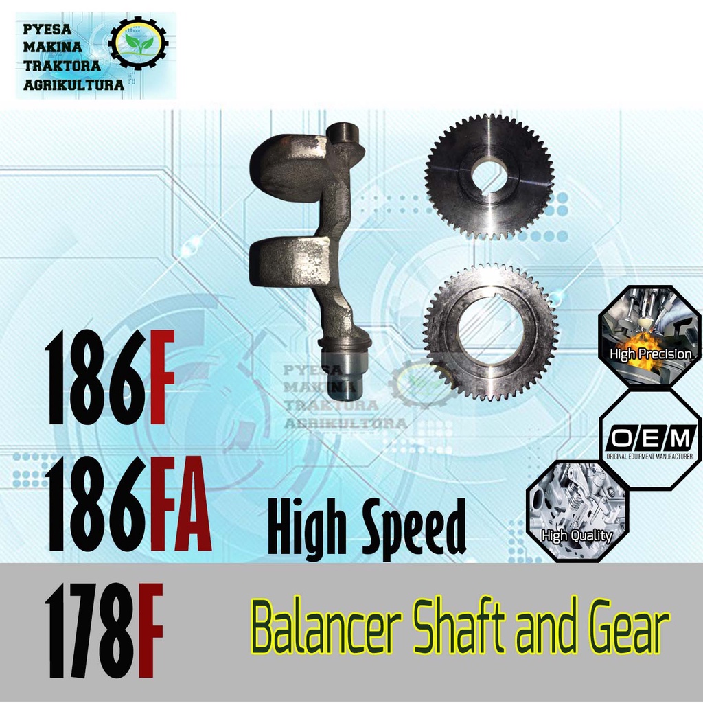 Balancer Shaft and Gear for 178F 186F 186FA High Speed Air Cooled ...