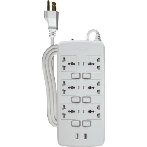 ROYU 4 5 6 Gang Extension Cord with 2 USB Ports and Individual Switch ...