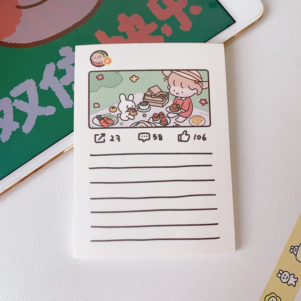 W&G Ins cartoon grid plan note memo pad post-it notes student message ...