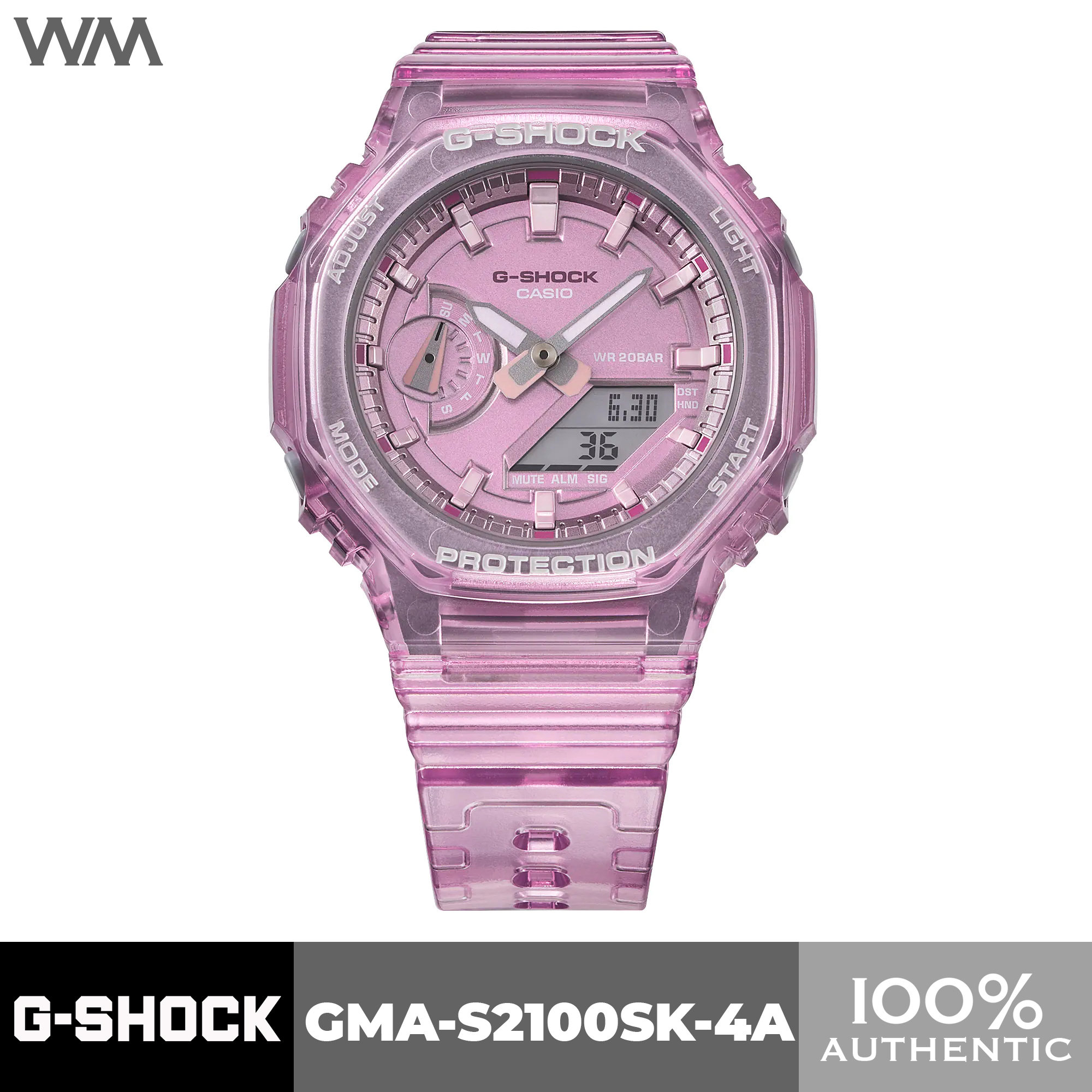 Casio G-SHOCK Skeleton CasiOak Pink Metallic Translucent Transparent ...