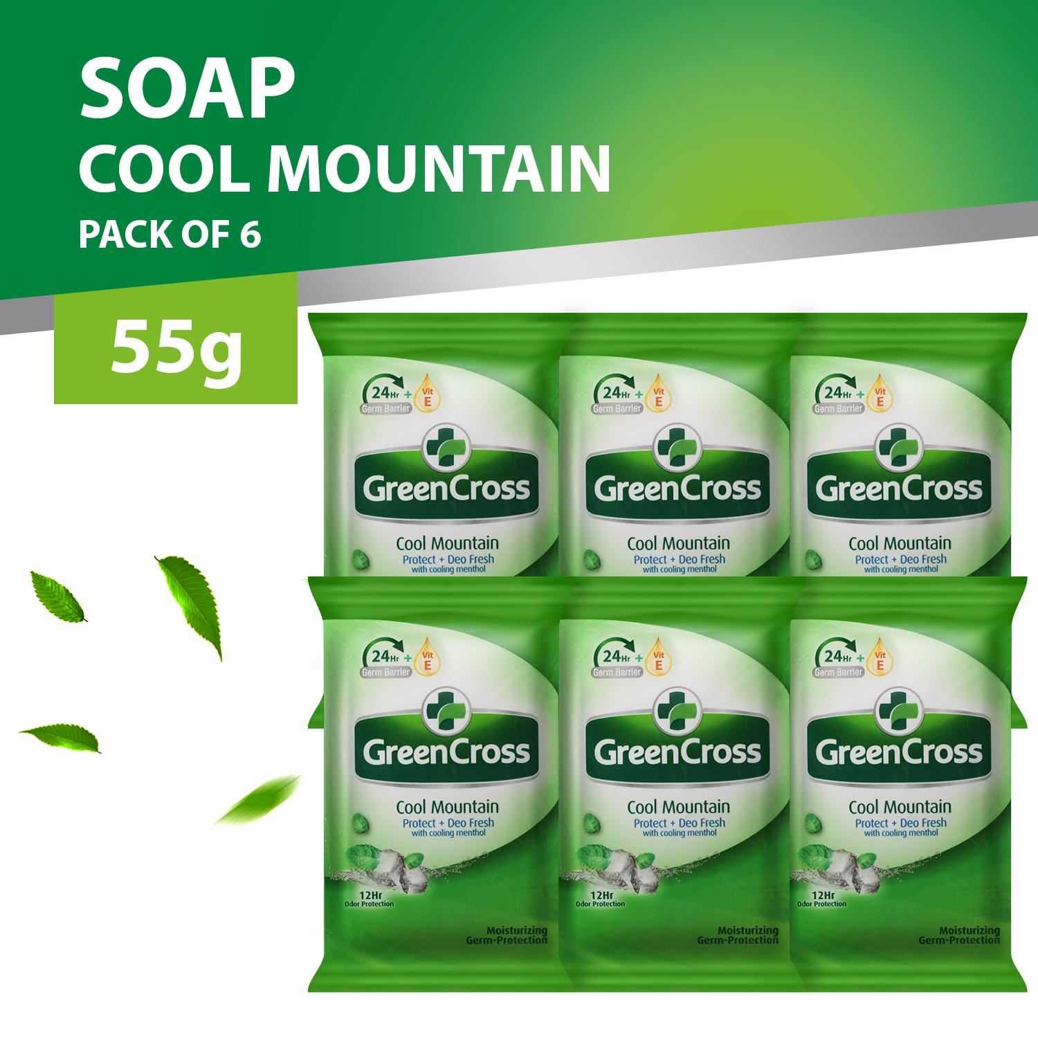 Green Cross Cool Mountain Moist Protection Bar Soap (55g) Set of 6 ...