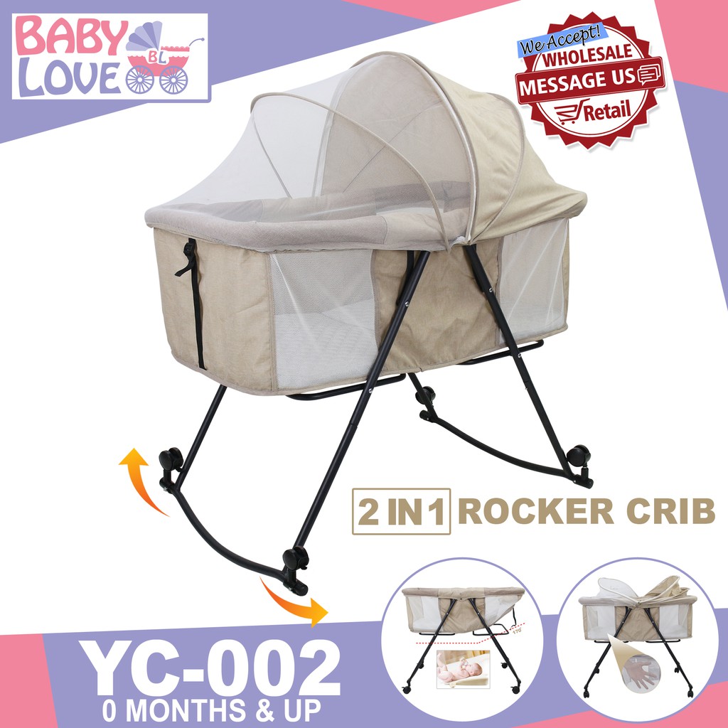 BBA YC-001 2 in 1 Rocker Crib Portable Baby Bed Cradle Bassinet ...