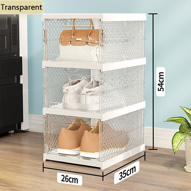 BM Foldable Stackable Shoe Box Cabinet Organizer Plastic Transparent ...