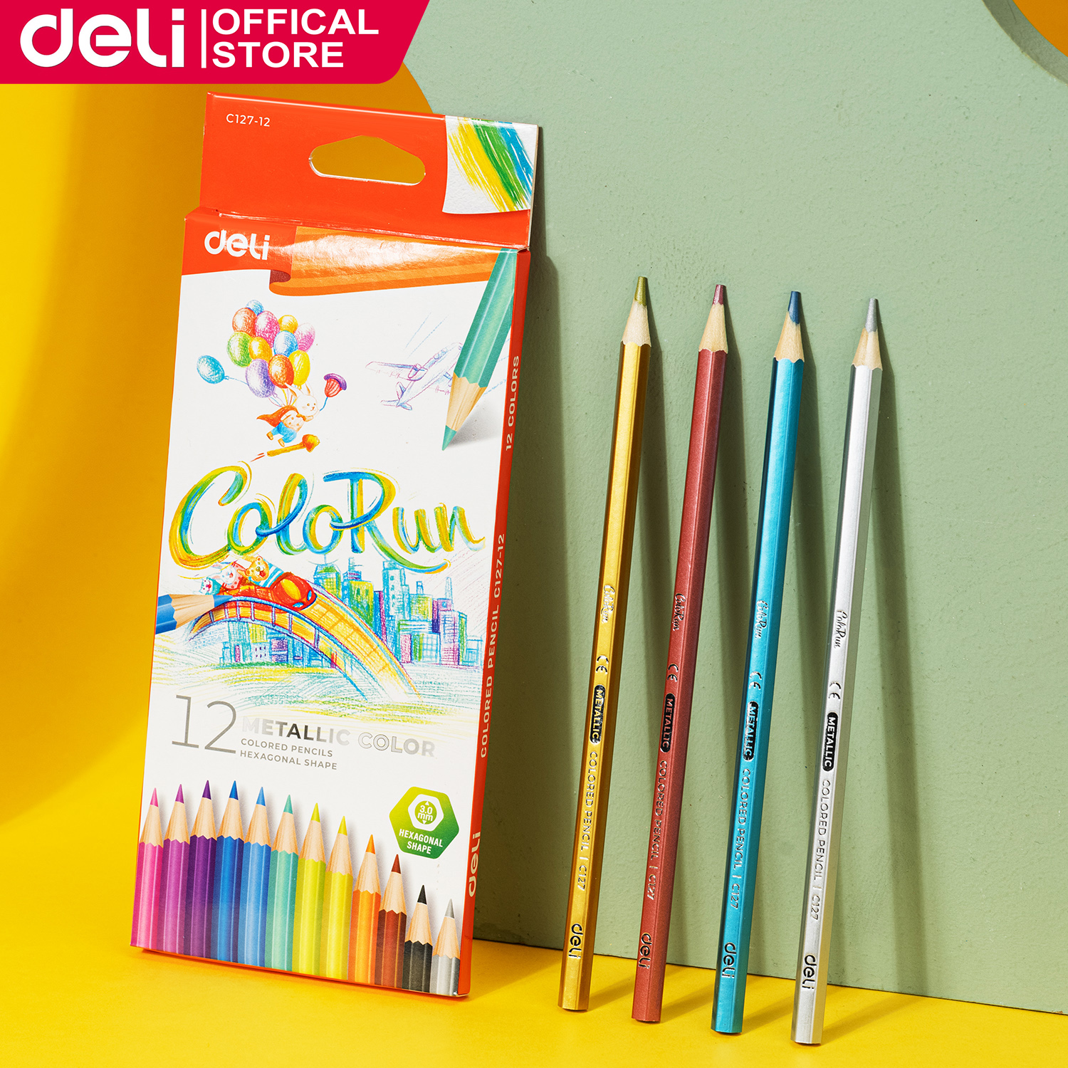 Deli Colored Pencils EC127-12 Metallic (12 Colors/box) | Lazada PH