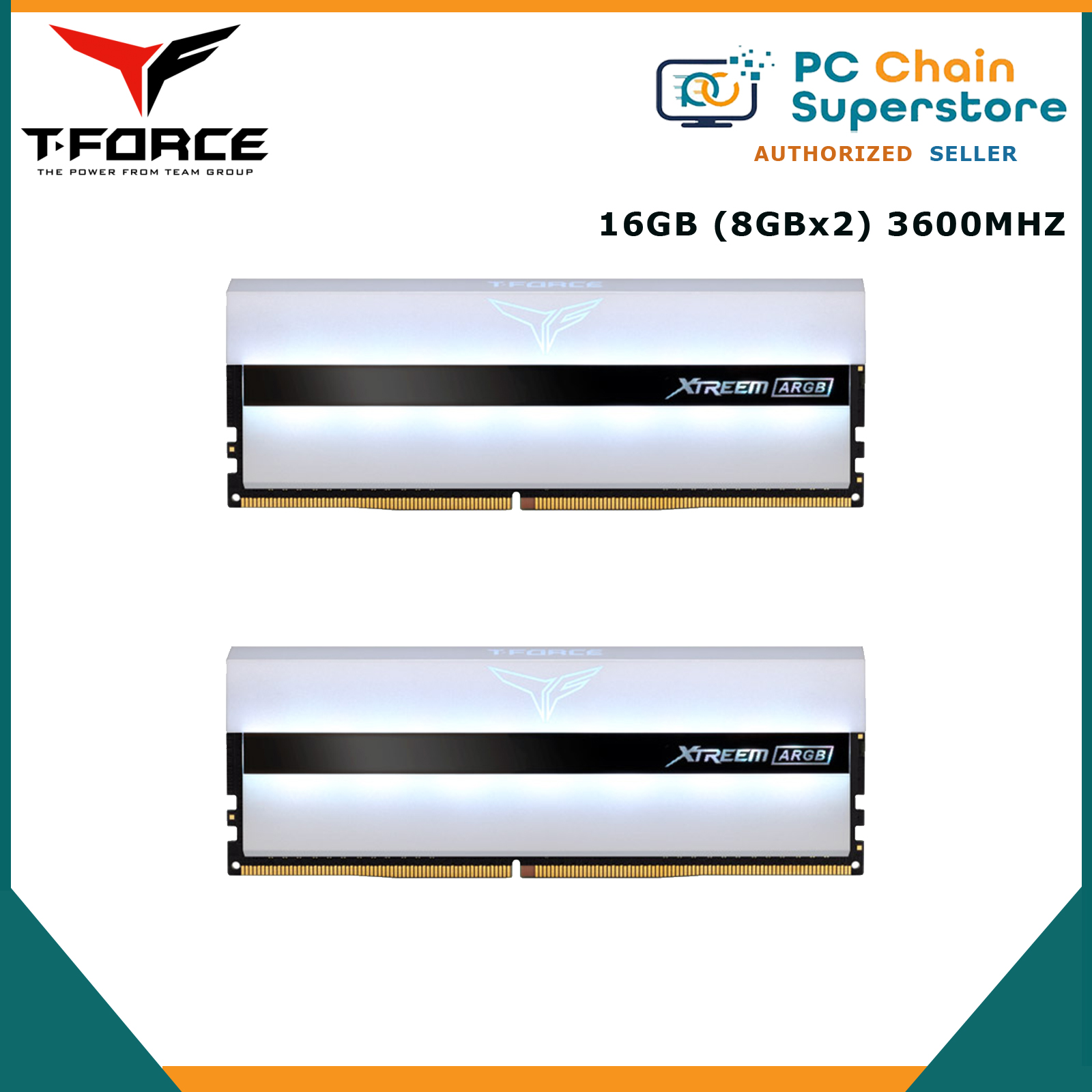 Team Group T-Force XTREEM ARGB White 16GB ( 8GBx2 ) 3600Mhz CL 18 DIMM ...
