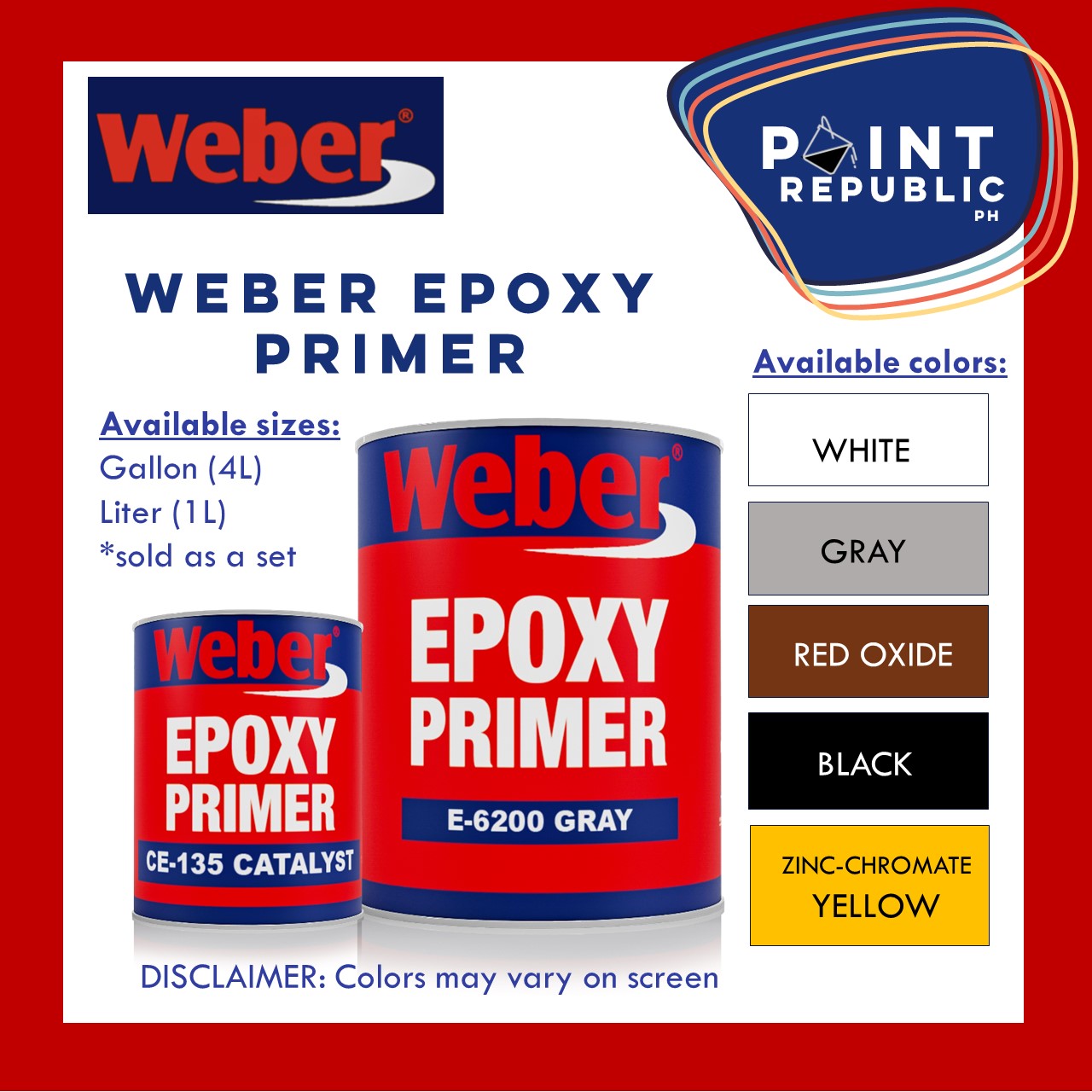 WEBER EPOXY PRIMER with Catalyst (sold as a set - in colors: Gray ...