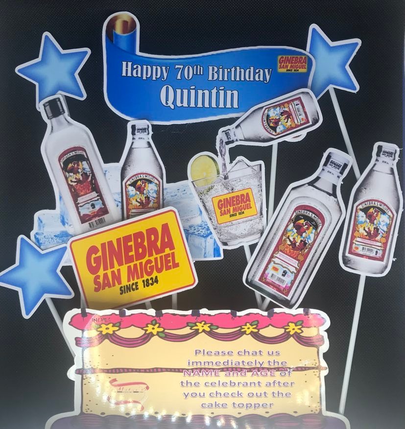 GIN DESIGN CAKE TOPPERS with personalized name and age. | Lazada PH