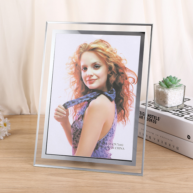Crystal Glass Transparent Photo Frame Horizontal Vertical Adjustable ...