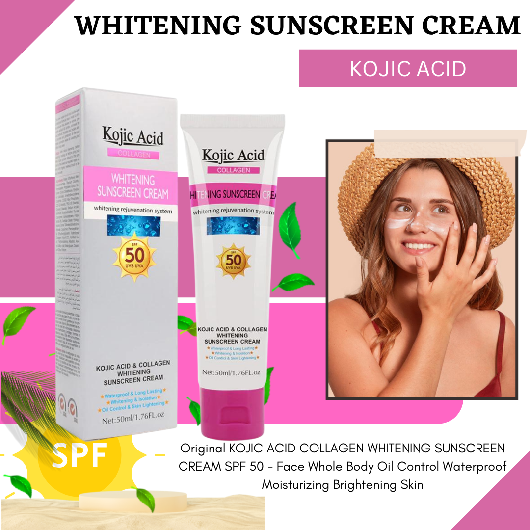 100% Very Effective Original KOJIC ACID COLLAGEN WHITENING SUNSCREEN CREAM SPF 50 - Face Whole ...