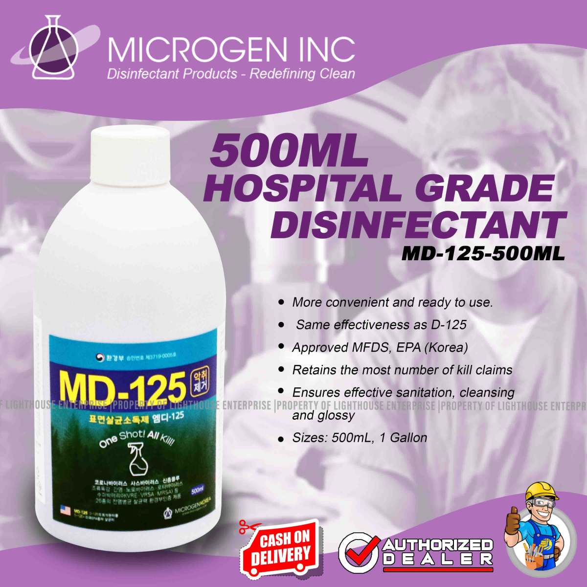 MICROGEN Hospital Grade Disinfectant (500ml, 1gallon) LIGHTHOUSE ...