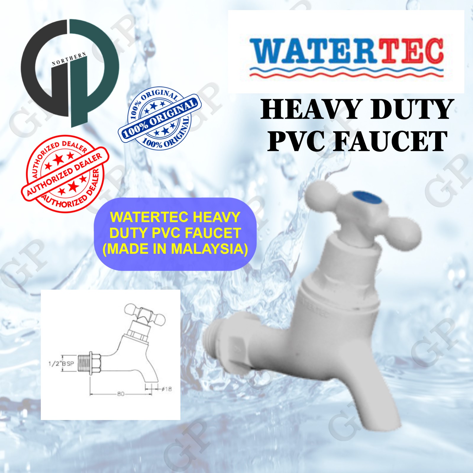 WATERTEC HEAVY DUTY PVC FAUCET ( PLAIN BIBB WHITE ) - GPNorthern ...