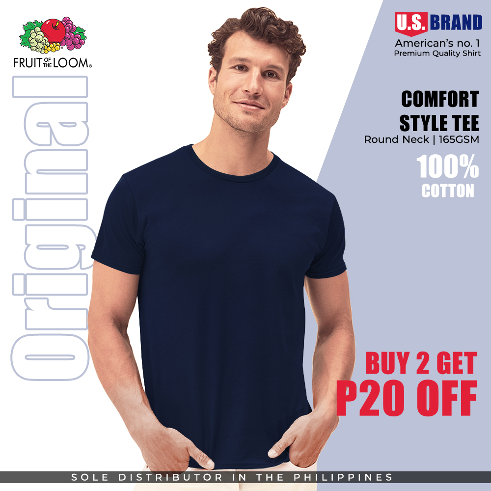 Fruit of the Loom | Round Neck | Navy Blue | Premium Classic | 100% ...
