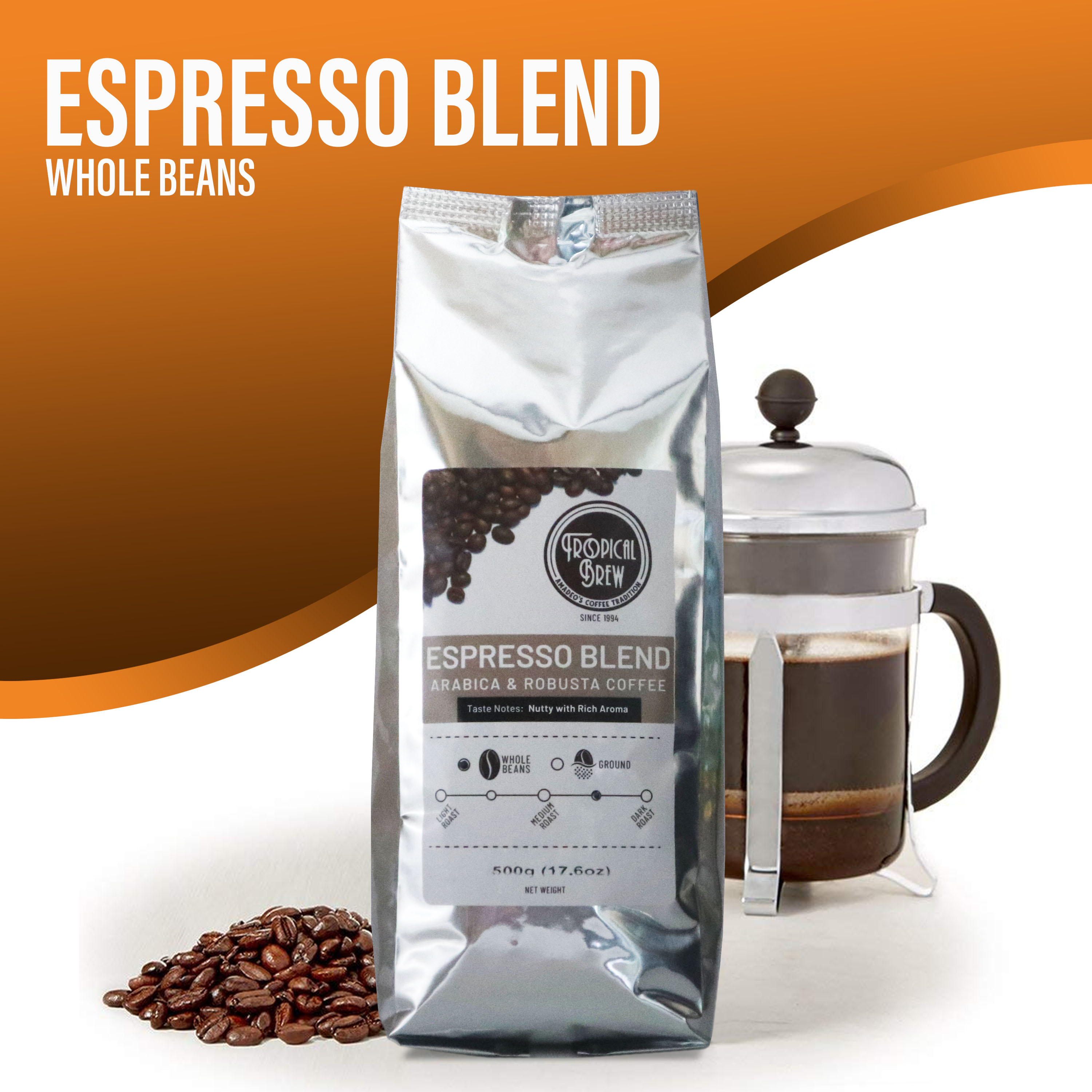 Tropical Brew ESPRESSO BLEND, 500g, Whole Beans | Lazada PH