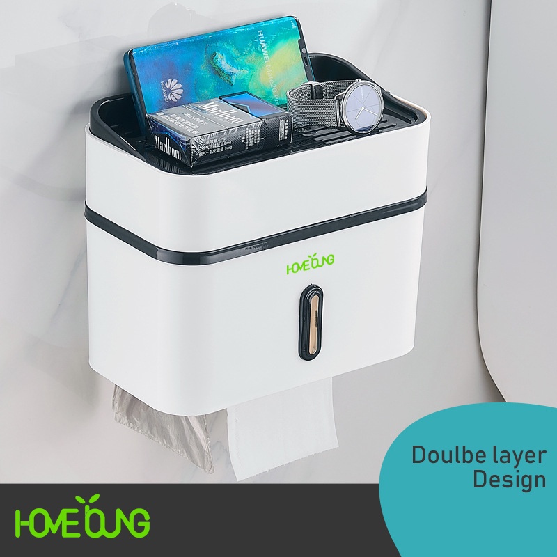 HOMEYOUNG Double-layer Tissue Storage Box Waterproof Wall-mounted ...