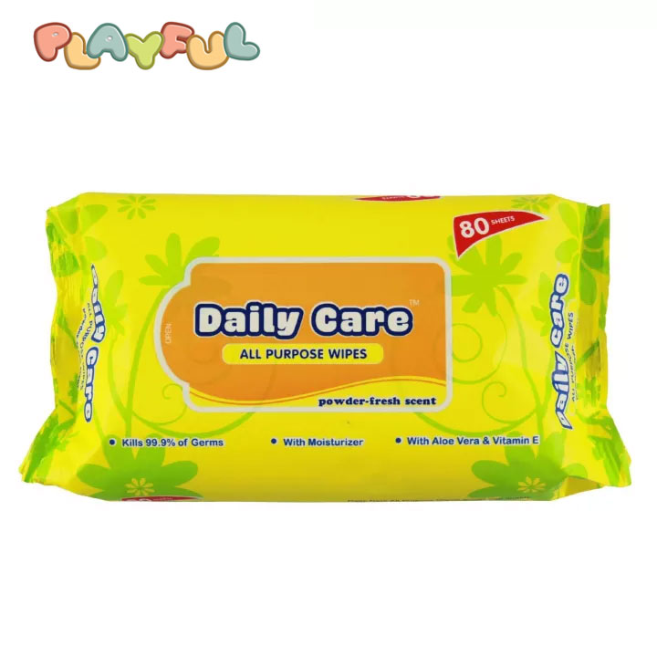 Daily Care All Purpose Wipes Powder Fresh Scent Yellow 80s | Lazada PH