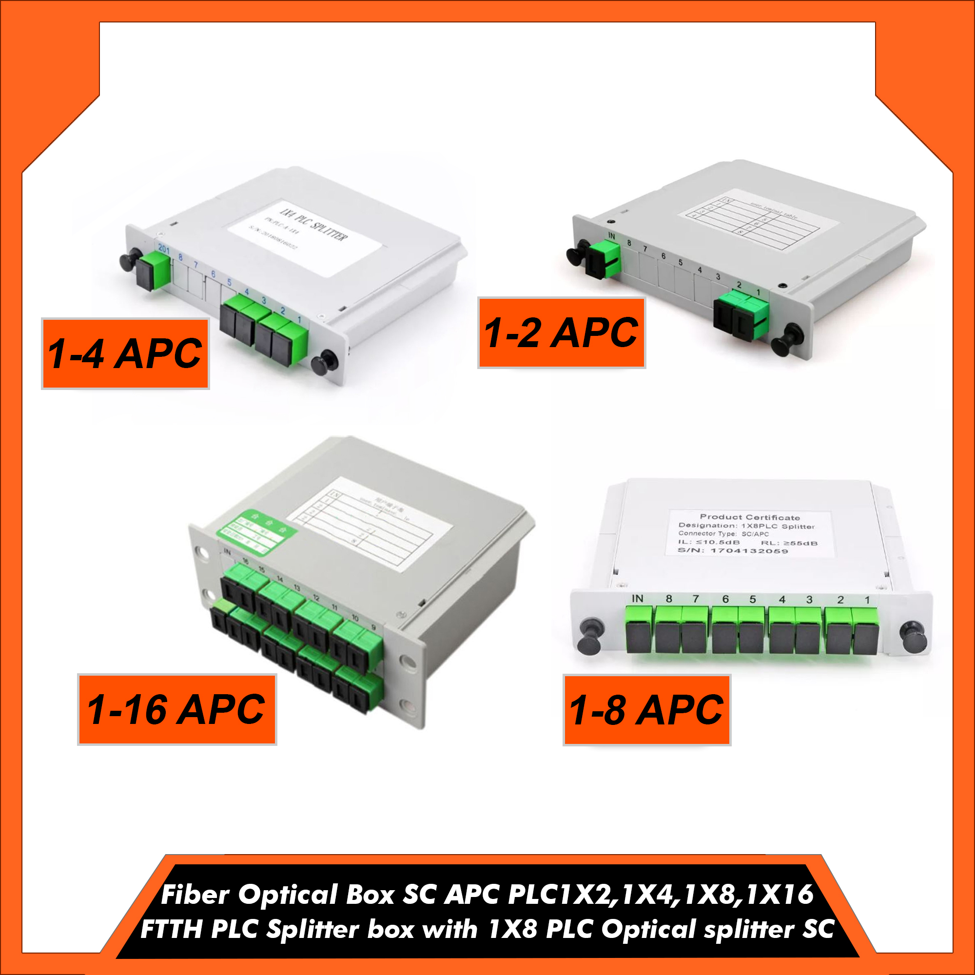 Fiber Optical Box SC APC PLC1*2│1*4│1*8│1*16 splitter FTTH PLC Splitter ...