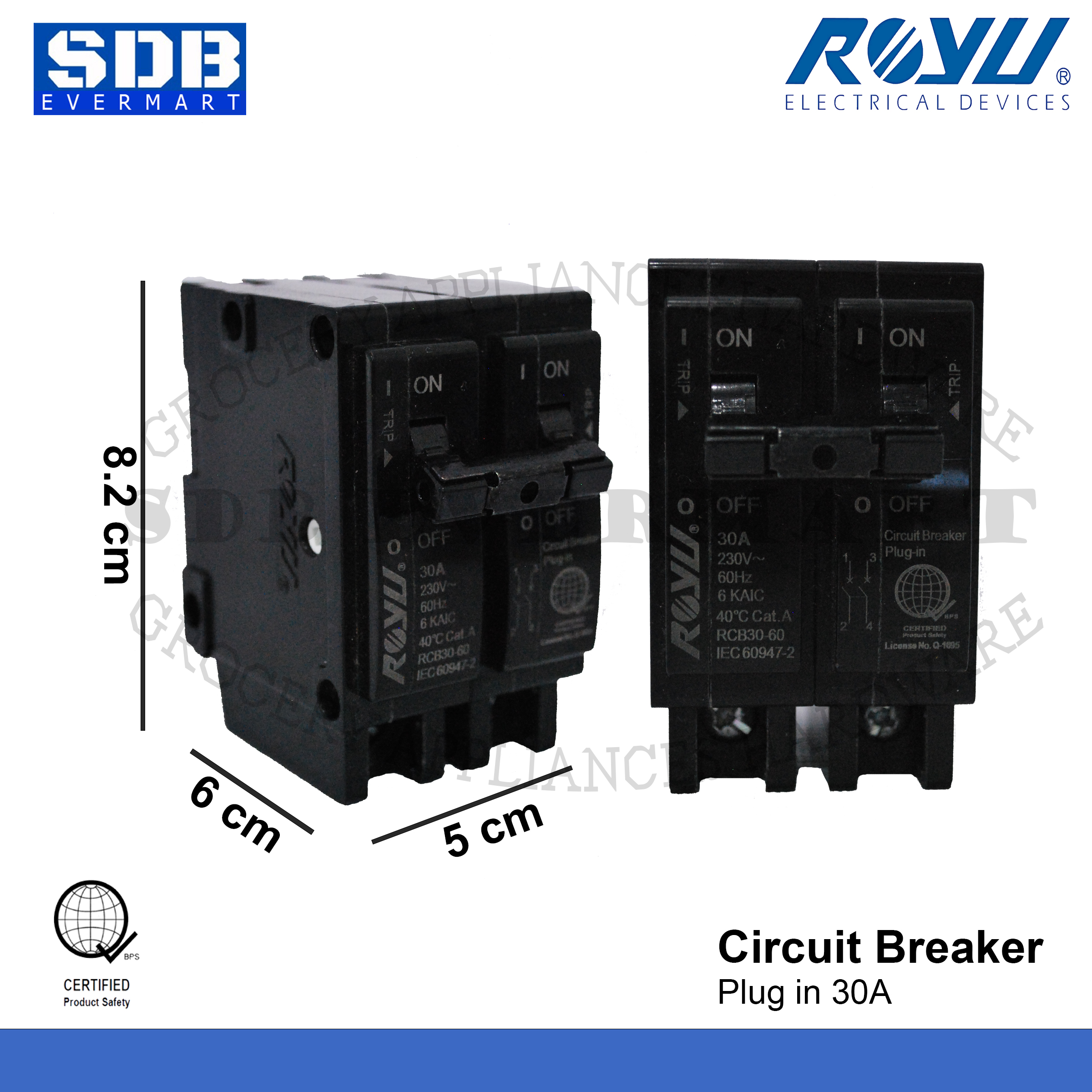 Royu-Circuit Breaker Plug in Breaker-2 Pole 230V 60Hz 30A and 40A ...