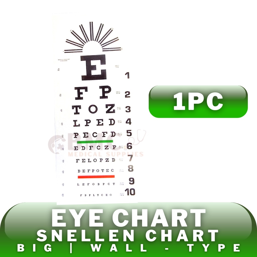 Snellen Eye Chart / Distance Visual Chart Wall Type Eye Chart (BIG ...