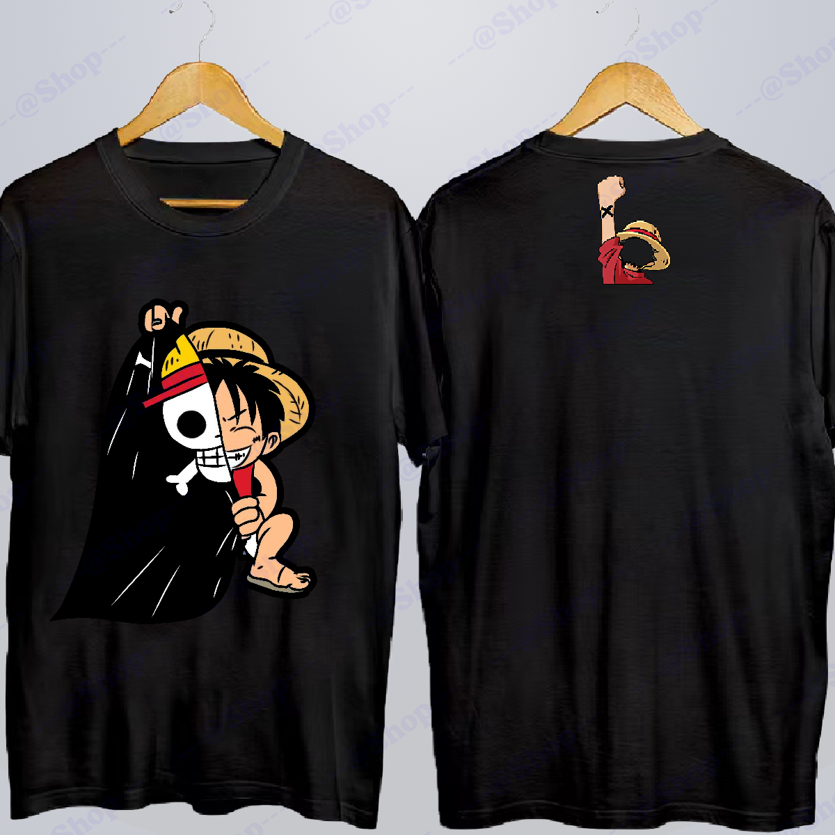 [Rappers] Luffy & Logo One Piece Back to Back Design Fashion T-Shirt ...